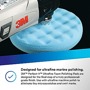 Perfect-It 3M 05708 Perfect It Ultrafine Foam Polishing Pad Double Sided 8 Inches, Blue