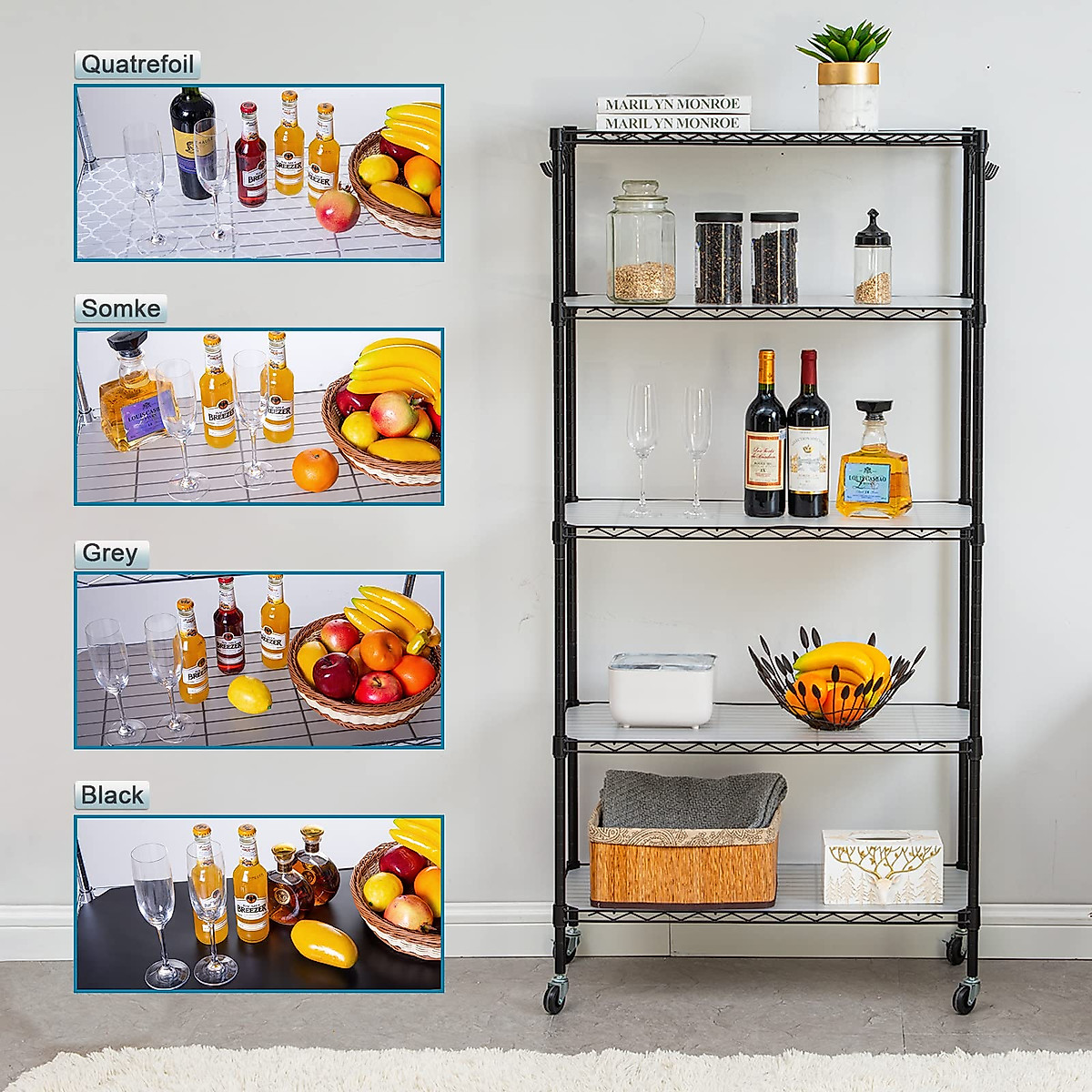 BRIAN & DANY Wire Shelf Liner 14" X 24", Heavy Duty Shelf Liners for Wire Shelving, Waterproof Protector Mats, Set of 5, Black