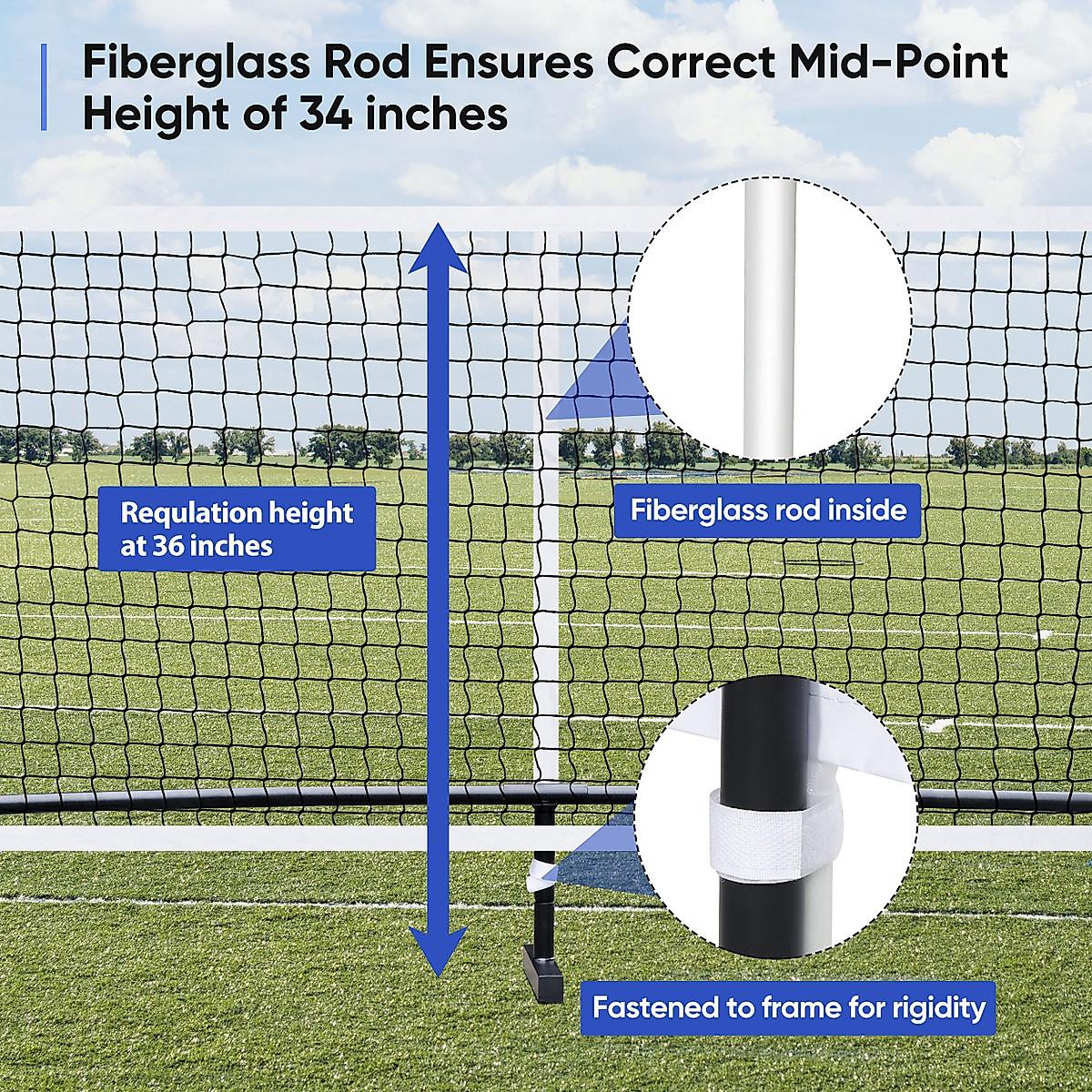 F2C Portable 22FT Pickleball Net Set for Driveway, Regulation Size Pickleball Net,Portable Pickle Ball Game Net System with Metal Frame & Carrying Bag, Outdoor Indoor Home Backyard Street