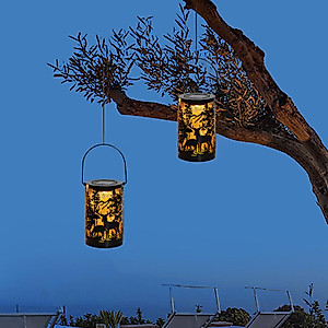 Christmas Decorations Solar Lantern Outdoor Hollow-Out Elk Solar Outdoor Lights Garden Lights Waterproof Decorative Lights for Yard Landscape Lighting Solar Spot Lights Outdoor Christmas Gifts