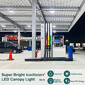 kadision LED Canopy Light 100W (400 MH Equiv.), 10"x10" Square Gas Station Light with Selectable Wattage (100/80/60W) and CCT (5000/4000/3500K), 1-10V Dimmable IP65 Waterproof, ETL Listed