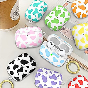 NIUTRENDZ Cute Cow Print Case for Airpods Pro Case Cover TPU Hard Case Protective Skin with Keychain Compatible with Apple AirPods Pro (Pink)