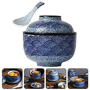 Kichvoe 1 Set Ceramic Stew Pot Steam Rice Bowl Instant Noodles Bowl Japanese Soup Bowl Japanese Miso Bowls Bowl Soup Pho Rice Ramen Household Cubilose Bowl Bibimbap Bowl Cheese Ceramics