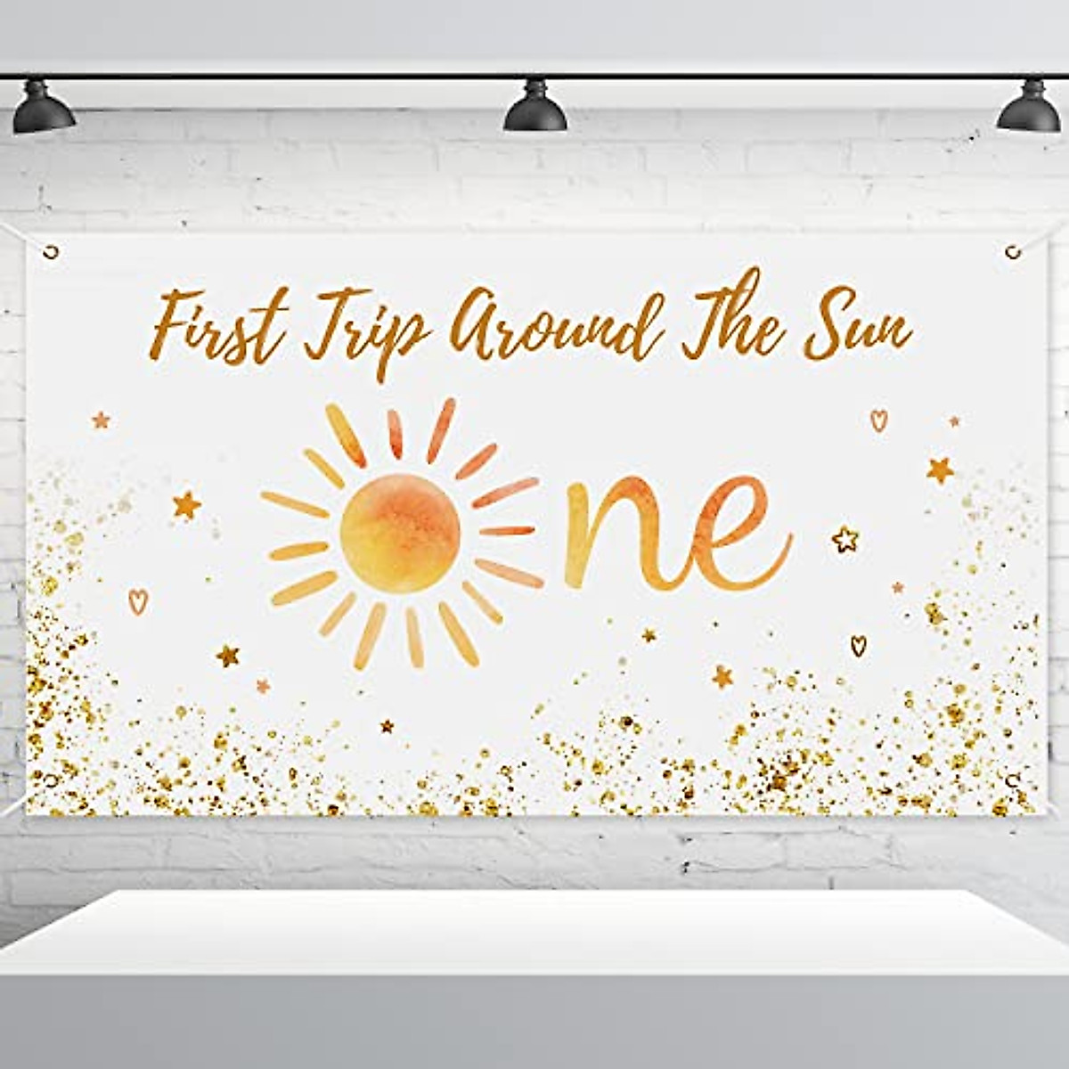 Boho Sun First Trip Around The Sun Backdrop First Birthday Photography Backdrop Sunshine Banner for Baby Shower Sun Theme Boys Girls 1st Birthday Party Photo Background Decoration Supplies