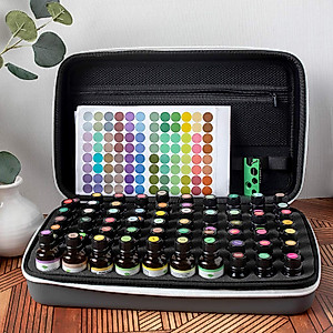 Plant Therapy Essential Oil Carrying Organize Storage Case for 70 bottles 5/10/15/30 mL with Top Labels and Bottle Opener, Light Blue