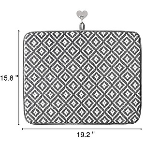 SUBEKYU Microfiber Dish Drying Mat for Kitchen Counter, Absorbent Dishes Drainer/Rack Pad for Countertop, 19.2 by 15.8 Inches (Rhombus), Grey, 1 Pack