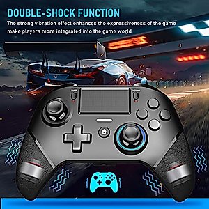 GCHT GAMING Wireless Pro Controller for PS4/PS4 Slim/PS4 Pro Compatible PC, Steam, Android and iOS, MAC, with Back Buttons, Turbo, Vibration, Game Joystick Gamepad Wireless/Wired (Dark Black)