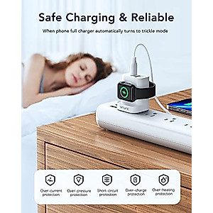VRURC for Apple Watch Charger, PD 20W Fast Charging Block with Foldable Plug, USB C Wall Charger Power Adapter with Dual Port Compatible with iPhone, Samsung, Android,Tablets-White