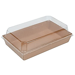 Restaurantware Matsuri Vision 8 x 5 x 1.5 Inch Medium Sushi Trays 100 Greaseproof Sushi Packaging Boxes - Lids Sold Separately Disposable Kraft Paper Sushi Containers For Entrees Or Desserts