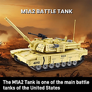 Gonli Military Building Toys for Kids 1053 Pieces US Army M1A2 Main Battle Tank Building Blocks Bricks WW2 Army Tank Model Kits