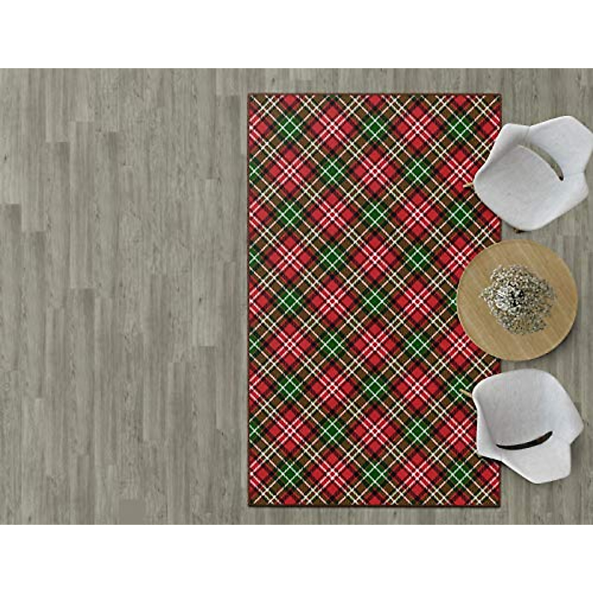 Brumlow MILLS Christmas Plaid Washable Festive Print Holiday Area Rug for Living or Dining Room, Bedroom Carpet and Kitchen Rug, 5'x8', Multicolor