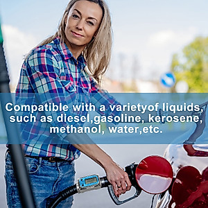 Xuhal 2 Pcs Digital Turbine Flow Meter Fuel Flow Meter Electronic Fuel Meter with Digital Display Gas Oil Fuel Flow Meter Water Flow Meter ±1% Accuracy for Measure Diesel Kerosene Gasolin (1 Inch)