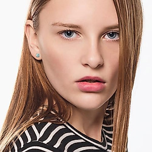 Rose Gold Plated Opal Stud Earrings 8MM Round For Women Men Valentine's Day Gifts