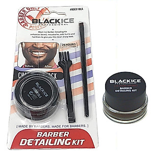 Black- Ice Barber Detailing Kit Enhance Beard & Mustache Sharp Hairline Brush Color (Charcoal Black)