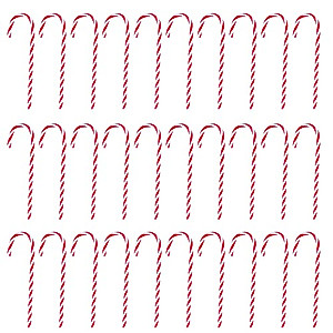 Jmkcoz 30 Pcs Christmas Candy Cane Ornament Plastic Christmas Tree Hanging Decoration Twisted Crutch Candy Canes for Xmas Thanksgiving Gift Home Indoor Outdoor Party Favor (Red and White)