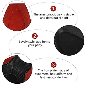 DOITOOL Small Cast Iron Skillet with Wooden Base, Creative Fish-Shaped Japanese Steak Plate Set for Restaurant Home Kitchen Cooking Pan Grilling Meats Seafood