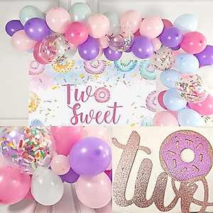 YSHMFEUX Two Sweet Birthday Party Supplies Decorations, Two Sweet Donut Ice Cream Birthday Party Decorations, Baby Girl 2nd Birthday Decorations, 2nd Birthday Decorations for Girl
