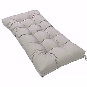 SEAHOME Waterproof Indoor/Outdoor Garden Bench Seat Cushions,Tufted Loveseat Cushion for Patio Furniture,Swing, Wicker, Garden Bench, Indoor, Shoe Storage, Window (51.1 X 19.6 Inch, Light Grey)