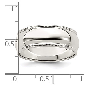 Sterling Silver 7mm Half Round Milgrain Size 8.5 Band QQWM070-8.5
