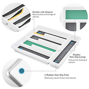 40-Piece Silverware Set with Drawer Organizer Tray, HaWare Stainless Steel Flatware Cutlery Utensils, Timeless and Elegant Design for Home Hotel Wedding, Mirror Polished and Dishwasher Safe