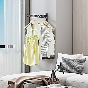 dancrul Wall Mounted Drying Rack Clothing Foldable for Laundry Room, Clothes Drying Rack Folding Indoor, Matte Black 2 Packs