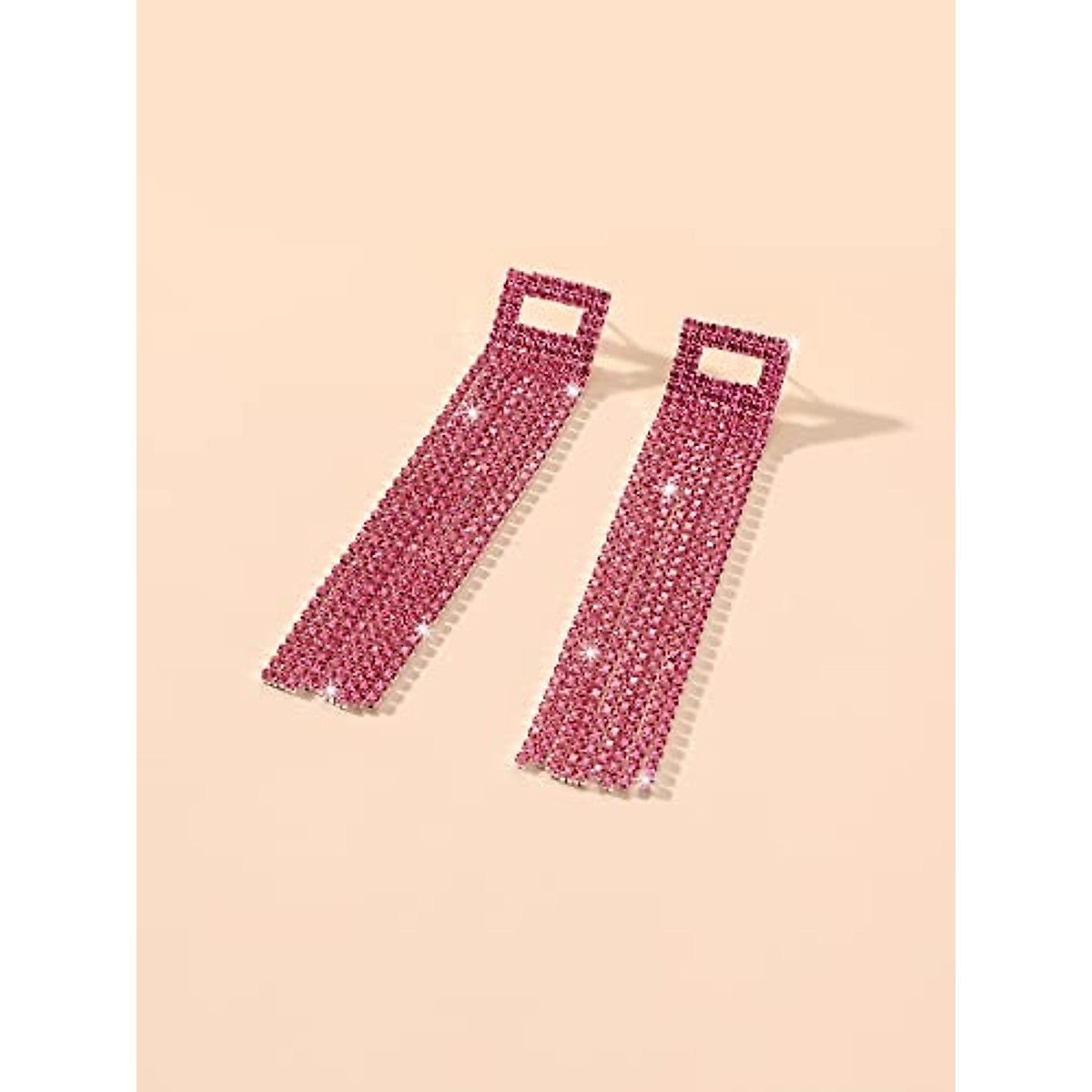 Supra Diamanto Long Tassel Dangle Drop Earrings for Women Girls, Fashion Punk Earrings Iron Alloy Hypoallergenic Earrings for Birthday Party Christmas Jewelry Gift (KE011RO)