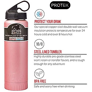 Silver Buffalo Double Walled Vacuum Insulated Stainless Steel Water Bottle, 20-ounce, Rose Gold
