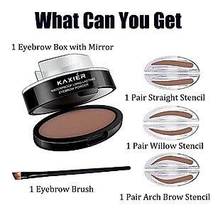 GL-Turelifes 3 Pairs of Seals Eyebrow Stamp with Brow Brush Perfect Eye Brow Power One Second Make Up Nature Brow Makeup Tool (Light Brown)