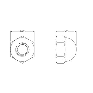 (100) 1/4"-20 Solid Brass Nickel Plated Cap Acorn Nuts Bright Chrome Color 7/16"