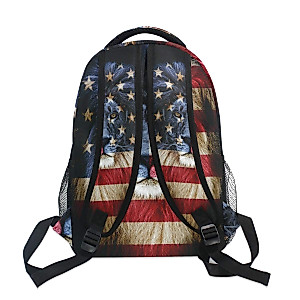 ALAZA Portrait Of Lion Usa Flag Stylish Large Backpack Personalized Laptop iPad Tablet Travel School Bag with Multiple Pockets
