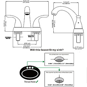 Phiestina Centerset 4 Inch Brushed Nickel 2 or 3 Holes Stainless Steel Bathroom Sink Faucet, 2 Handle Bathroom Faucet with Copper Pop Up Drain and Water Supply Lines, BF008-5-BN