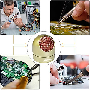 MEKNIC Solder Tip Cleaner Soldering Ion Tip Cleaning Wire and Holder Coiled Brass Sponge Tip Cleaner Kit with 7 PCS Solder Tip Cleaning Wire and 1 PC Holder for Cleaning Soldering Irons and Tips