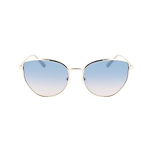 Calvin Klein Women's CK22113S Rectangular Sunglasses, Gold/Sky, One Size