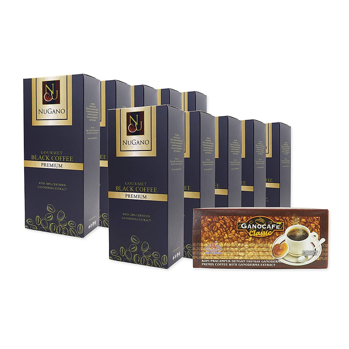 10 Box Nugano Black Coffee + 1 Box Gano Excel Classic - 100% Certified Ganoderma Lucidium Extract Bold and Flavorful Healthy Gourmet Instant Coffee