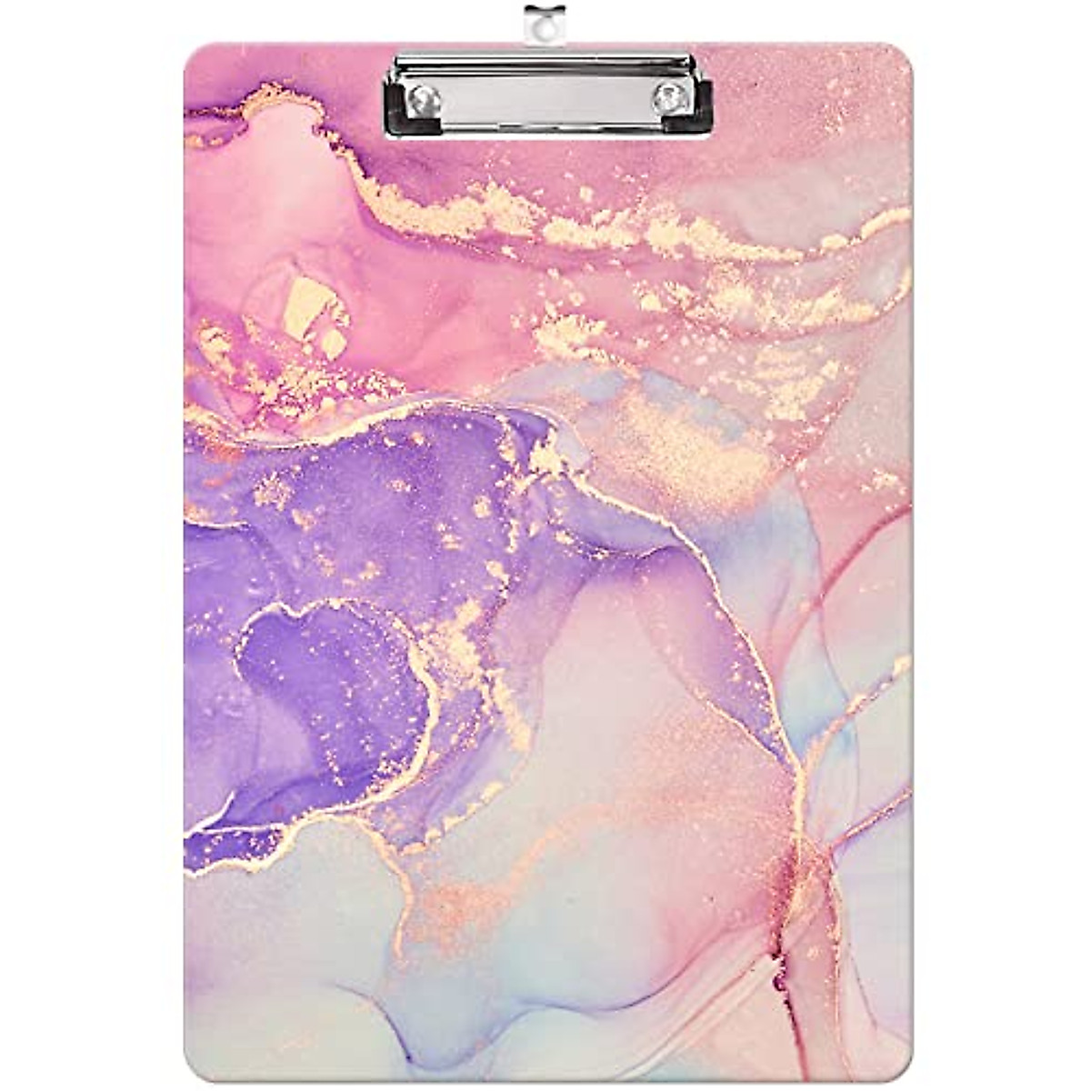 Fashion Clipboard, A4 Letter Size Wooden Decorative Clipboards for Teacher, Nurse, Doctor,Student and Kids, Cute Design for Standard Size 12.2" x 8.9" (C-Pink Purple Marble)