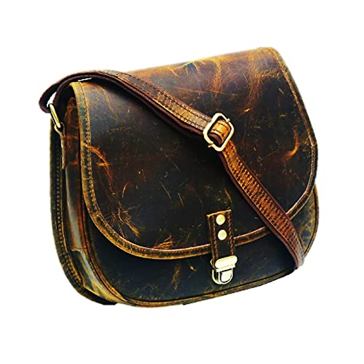 Jony Vintage Crossbody Bags for Women, Vegan Medium Purse Saddle and Satchel Handbags, Leather (H 9 X L 11 X W 3)