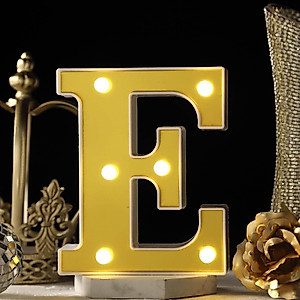 Efavormart 6" 3D Gold Marquee Letters 5 LED Light Up Letters Warm White LED Letter Lights - E