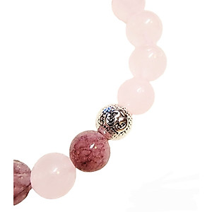 Tree of Life Heart Charm Bracelet with REAL Natural Stones Lepidolite & Rose Quartz & South Sea Pearl - Chakra Bracelet Anti-Stress Anti-Anxiety Gemstones Jewelry (lepidolite)