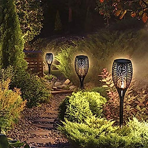 YAKii Upgraded Solar Torch Lights Waterproof Flickering Dancing Flames Outdoor Solar Torch Lights Dusk to Dawn Auto On/Off Landscape Decoration for Yard Patio Garden Porch Path Pack 1
