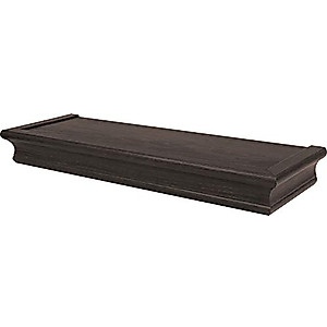 HIGH & MIGHTY Decorative Floating Shelf Holds up to 15lbs Easy Tool-Free Dry Wall Installation, 18", Espresso