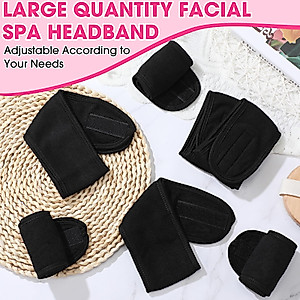Tigeen 80 Pcs Hairband, Adjustable Spa Headband for Washing Face, Spa Facial Headband for Women, Makeup Headbands for Woman Skincare, Hair Band for Shower Makeup, Black