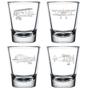 MIP Set of 4 Shot Glasses 1.75oz Shot Glass Aviation Airplane