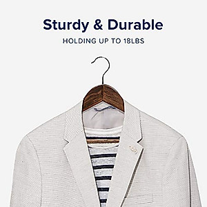 HOUSE DAY Premium Wooden Hangers High Grade Coat Hangers Wood Clothes Hangers Smooth Finish Wood Hangers for Closet Heavy Duty Hangers Suit Hangers for Clothes, Walnut, Jacket, Shirt, Tank Top, Dress