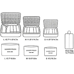 Travel Cubes,Mossio 7 Piece Compact Carry On Luggage Organizer Value Folders Travel Bag Wine Flower