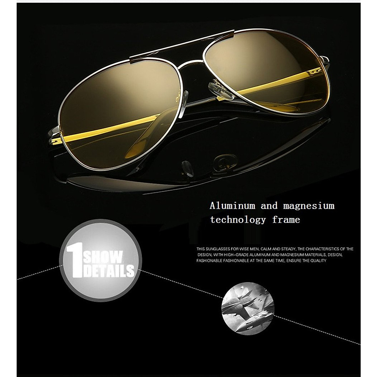 Runspeed Night Vision Driving Glasses HD Polarized Day and Night View Anti-glare for Men Women Safety Goggles UV400 Leisure Travel Sport Sunglasses (Black08)