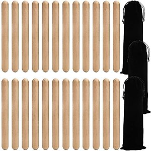 ZEAYEA 24 Pack Rhythm Sticks with 3 Carry Bag, 8 Inch Wood Claves Musical Percussion Instrument, Hardwood Musical Sticks for Music Parties Musical Education