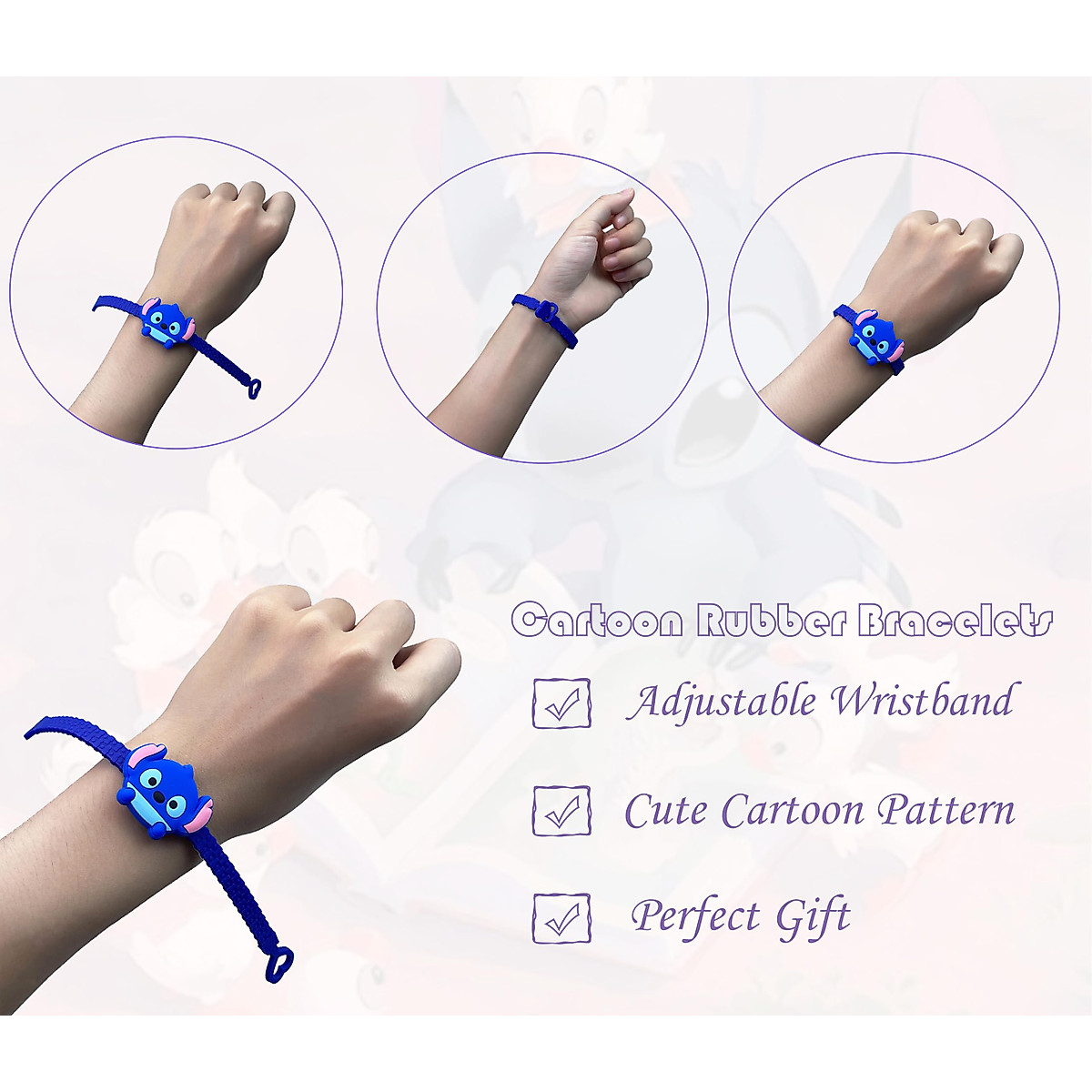 YAOSHUXIAN 15pcs Cartoon Characters Rubber Bracelets Wristband Bracelets for Birthday Party Supplies Favors Prize Rewards