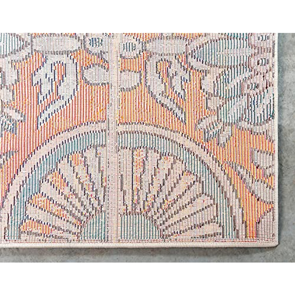 Unique Loom Estrella Collection Floral, Geometric, Vibrant, Modern, Abstract Area Rug (3' 3 x 5' 3 Rectangular, Orange/Blue)