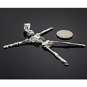 Sterling Silver 3D Skeleton Dangle Pendant