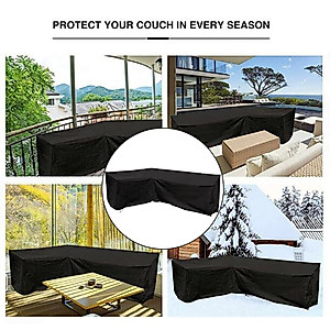 BOSKING Patio Furniture Covers 87"(Left) x112(Right) L-Shaped Sectional Garden Sofa Cover 420D Heavy Duty Waterproof Dustproof Furniture Protection Corner Sofa Cover for Outdoor Indoor Veranda Black